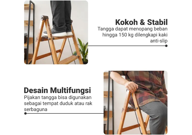 Jual Fixsteps Tangga Lipat Aluminium 3 Step Motif Kayu Terbaru | Ruparupa