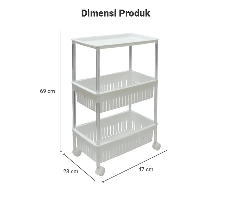 Jual Stora Rak Troli 3 Tingkat Dengan Roda Putih Terbaru | Ruparupa