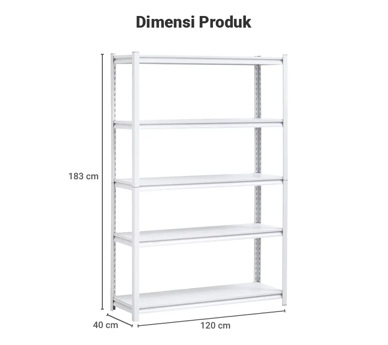 Jual Informa 120 X 40 X 183 Cm Rak Besi 5 Tingkat Putih Terbaru | Ruparupa