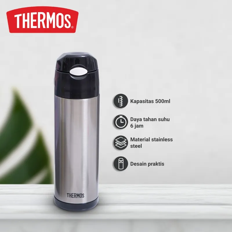 Jual Thermos 500 Ml Tumbler Vacuum Flask One Push Hitam Terbaik | Informa