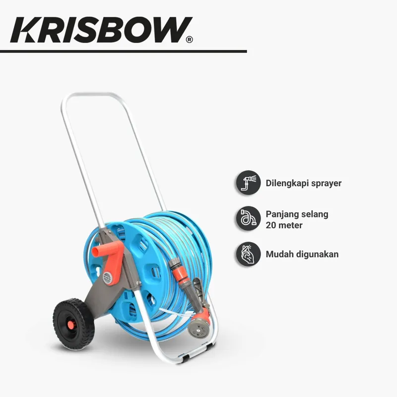 Jual Krisbow Selang Air Dengan Alat Penggulung 1 2 Inci X 30 M Biru Terbaru | Ruparupa