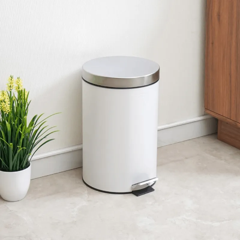 Jual Krisbow 12 Ltr Tempat Sampah Pedal Soft Close Putih Terbaik | Informa
