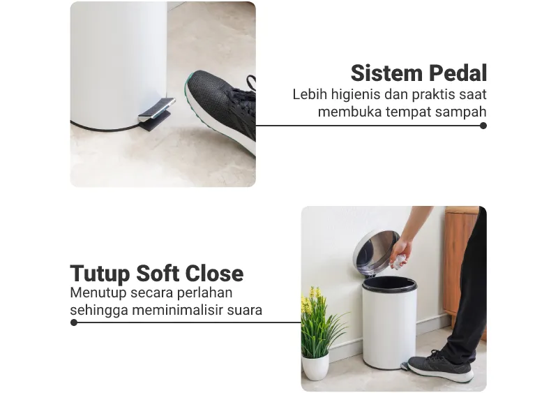 Jual Krisbow 12 Ltr Tempat Sampah Pedal Soft Close Putih Terbaik | Informa