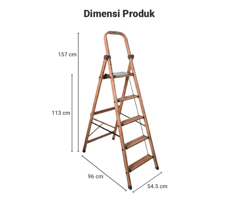 Jual Fixsteps 157 Cm Tangga Lipat Aluminium Slim 5 Steps Motif Kayu ...
