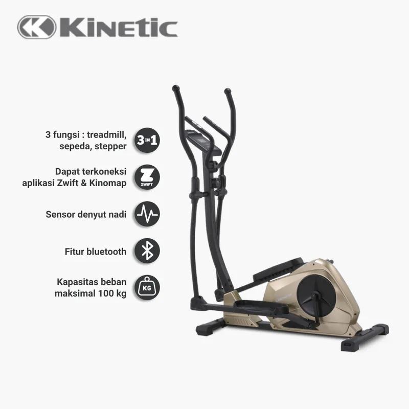 Jual Kinetic Sepeda Statis Elliptical 601 Ezh Hitam Gold Terbaru | Ruparupa