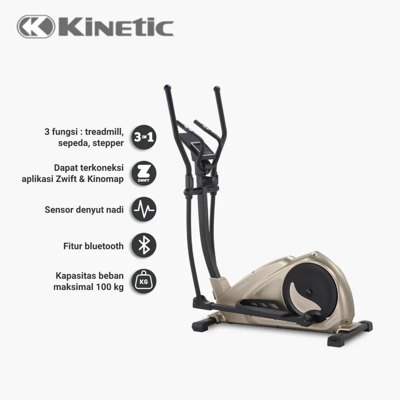 Jual Kinetic Sepeda Statis Elliptical 615 Ezh Hitam Gold Terbaru | Ruparupa
