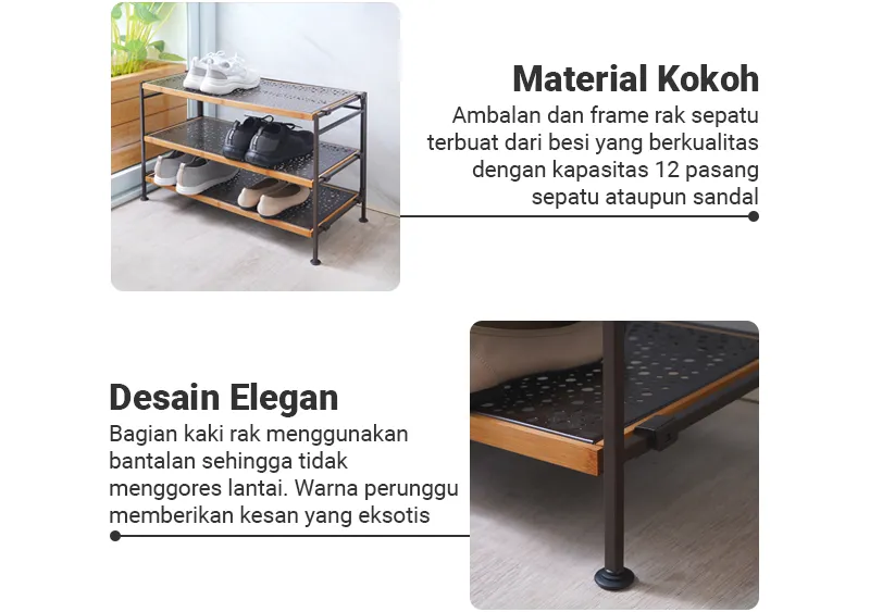Jual Rak Sepatu 3 Tingkat Epoxy Bronze Terbaik | Informa