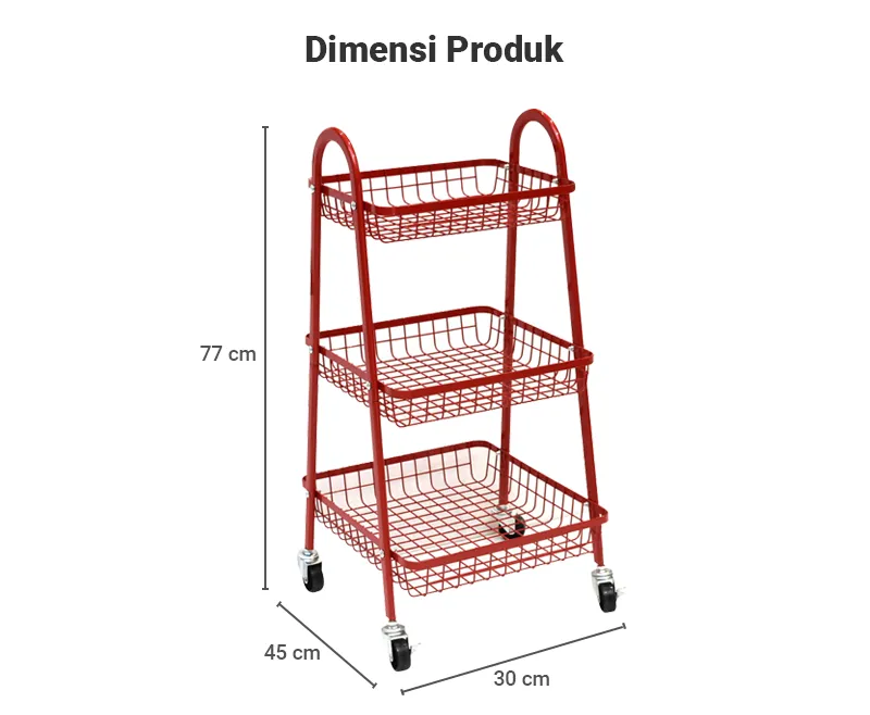 Jual Informa Warner Rak Troli Dapur 3 Tingkat Merah Terbaik | Informa