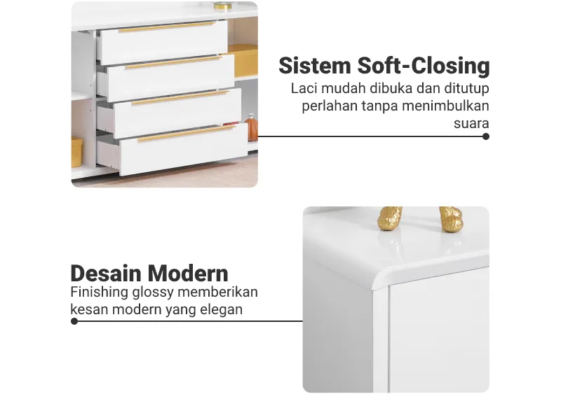 Jual Informa Irvin Lemari Bufet 2 Pintu Dengan 4 Laci Putih Terbaik ...