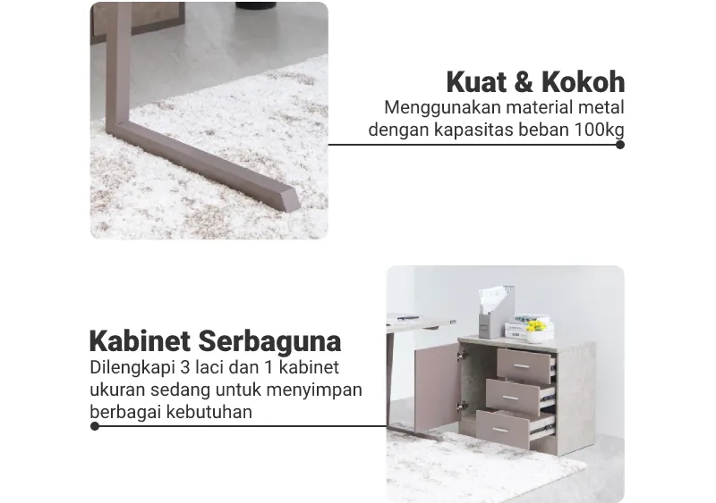 Jual Informa Gemini Meja Kantor Concrete Abu Abu Terbaik | Informa