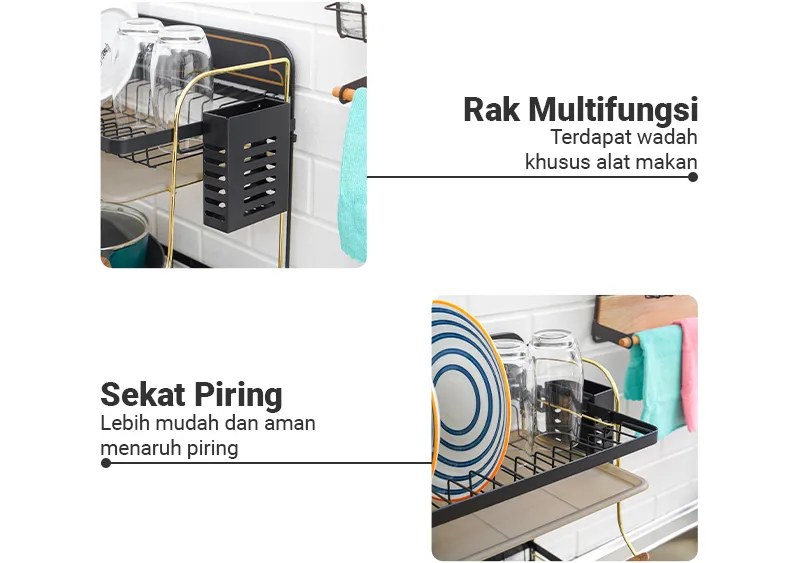 Jual Informa Wonka Rak Piring 2 Tingkat Foldable Hitam Terbaik | Informa