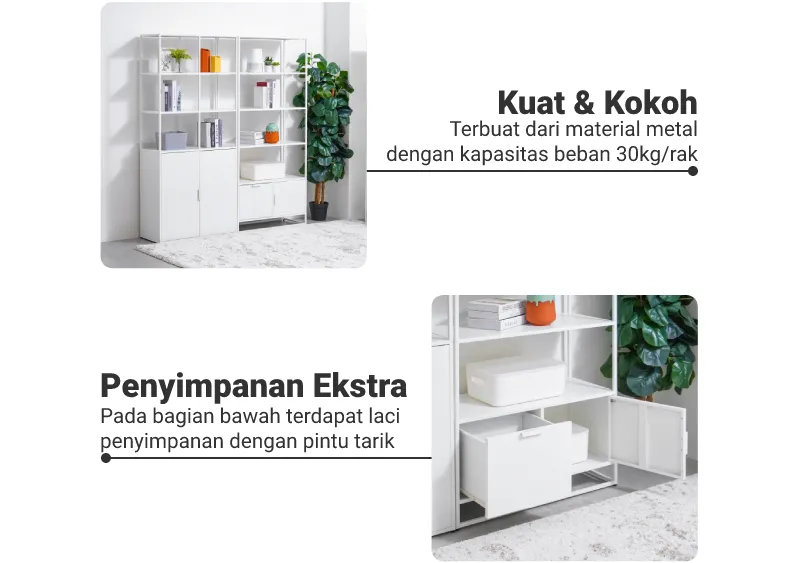 Jual Cleo Rak Partisi Dengan 2 Laci Penyimpanan Putih Terbaik | Informa