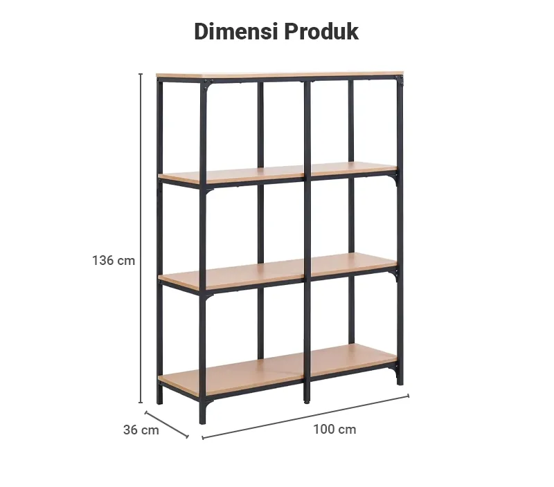 Jual Informa Octa Rak Besi 4 Tingkat L 100 Cokelat Oak Terbaik | Informa