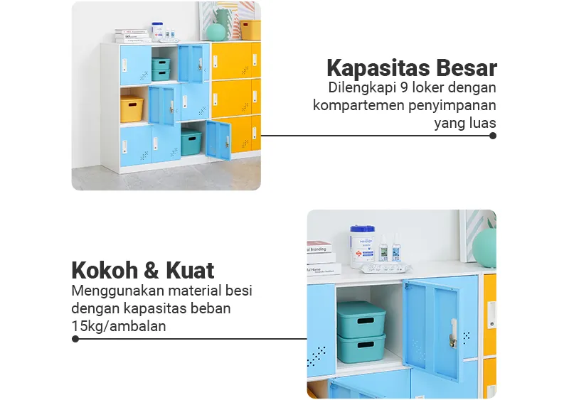 Jual Informa Kiev Loker Besi Education 9 Pintu Putih Biru Terbaik | Informa