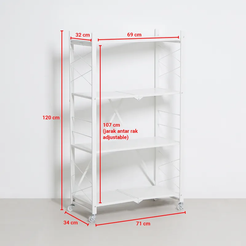Jual Ollin Rak Besi Lipat 4 Tingkat Putih Terbaru | Ruparupa