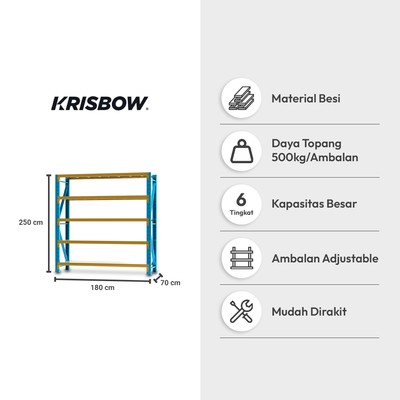 Jual Krisbow 180 X 70 X 250 Cm Rak Besi 5 Tingkat Heavy Duty Kuning ...