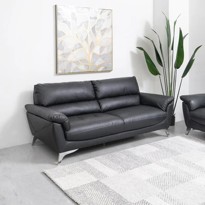 Jual Informa Downe Sofa Kulit 3 Seater Hitam Terbaik | Informa