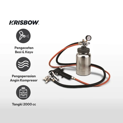 Jual Krisbow Spray Gun Kit Dengan Tangki 2000 Cc 1 8 Mm Terbaru | Ruparupa