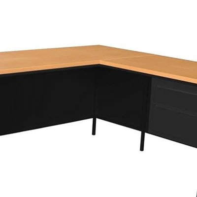 Jual Meja Kantor Metal L Shape Hitam Terbaru | Ruparupa