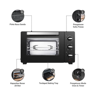 Jual Kels 28 Ltr Darwin Oven Dengan Rotisserie Hitam Terbaru | Ruparupa