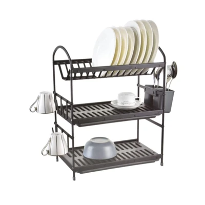 Jual Stora Rak Piring Aluminium 3 Tingkat Hitam Terbaru | Ruparupa