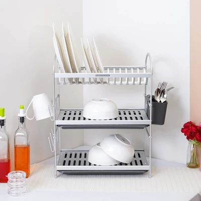Jual Stora Rak Piring Aluminium 3 Tingkat Silver Terbaru | Ruparupa