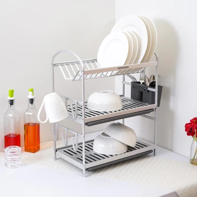 Jual Stora Rak Piring Aluminium 3 Tingkat Silver Terbaru | Ruparupa