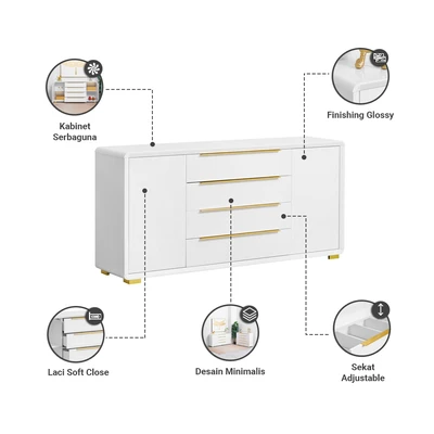 Jual Informa Irvin Lemari Bufet 2 Pintu Dengan 4 Laci Putih Terbaru ...