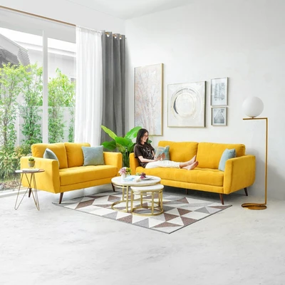 Jual Nordia Arlington Sofa Fabric 2 5 Seater Kuning Terbaru | Ruparupa