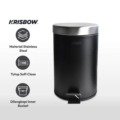 Jual Krisbow 12 Ltr Tempat Sampah Softclose Bulat Hitam Terbaru | Ruparupa