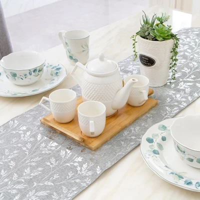 Jual Informa 33 X 180 Cm Table Runner Polyester Foil Print 90 Abu Abu ...