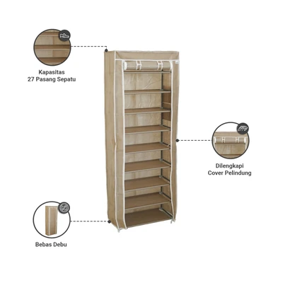 Jual Informa Rak Sepatu 9 Tingkat 58 X 28 X 160 Cm Cokelat Terbaru ...