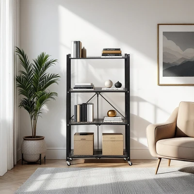 Jual Ollin Rak Besi Lipat 4 Tingkat Hitam Terbaru | Ruparupa