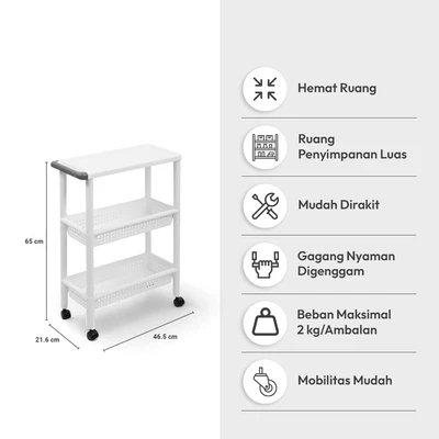 Jual Informa Rak Troli 3 Tingkat Serbaguna Slim Putih Terbaru | Ruparupa