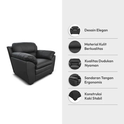 Jual Informa Ziva Sofa Kulit 1 Seater Hitam Terbaru | Ruparupa
