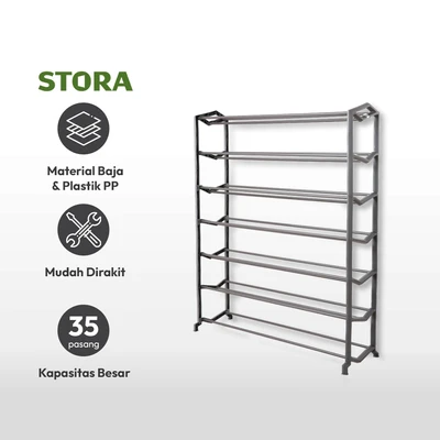 Jual Stora Rak Sepatu 7 Tingkat Abu Abu Terbaru | Ruparupa