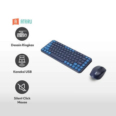 Jual Ataru Wireless Keyboard K 921 Mouse M 31 Biru Terbaru | Ruparupa