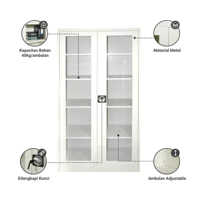 Jual Informa Lemari Arsip Kantor Metal 2 Pintu Kaca High Putih Terbaik ...