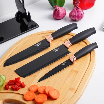 Jual Cooking Color Set 4 Pcs Madsen Pisau Dapur Dengan Stander Hitam ...