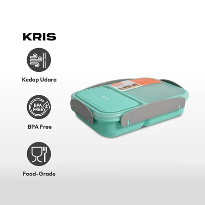 Jual Kris 1 1 Ltr Kotak Makan 2 Sekat Dengan Sendok Garpu Hijau Muda Terbaru | Ruparupa