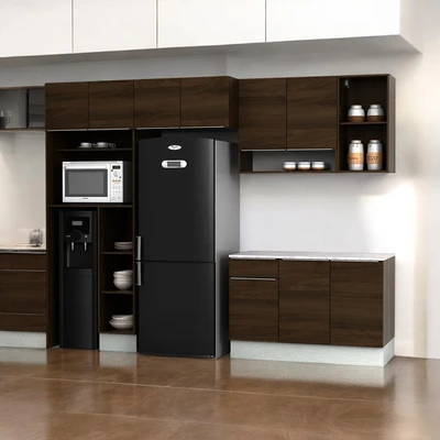 Jual Informa Prescoot Kitchen Set Sudut M Dengan Rak Kulkas Walnut ...