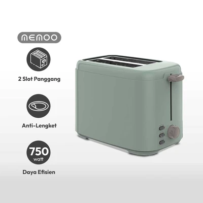 Jual Memoo Toaster 2 Slice 800 Watt Hijau Terbaru | Ruparupa