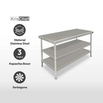 Jual Kris 180 X 70 Cm Meja Dapur 3 Tingkat Silver Terbaru | Ruparupa