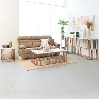 Jual Informa Fleur Meja Tamu Rectangular Putih Rose Gold Terbaik | Informa