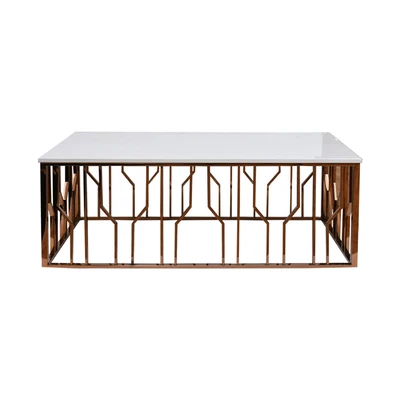 Jual Informa Fleur Meja Tamu Rectangular Putih Rose Gold Terbaru | Ruparupa