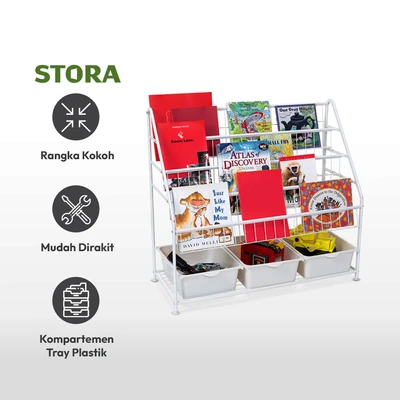 Jual Stora Rak Buku Anak Dengan 3 Tray Plastik Putih Terbaru | Ruparupa