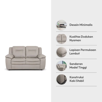 Jual Informa Jacobsen Sofa Kulit 2 Seater Silver Abu Abu Terbaru | Ruparupa