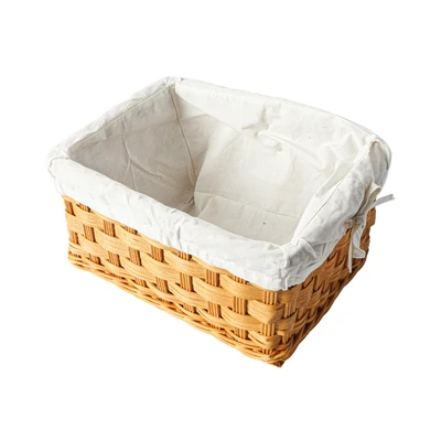 Jual Pendopo 36.5x27x20.5 cm Keranjang Penyimpanan Rotan Dengan Kanvas ...