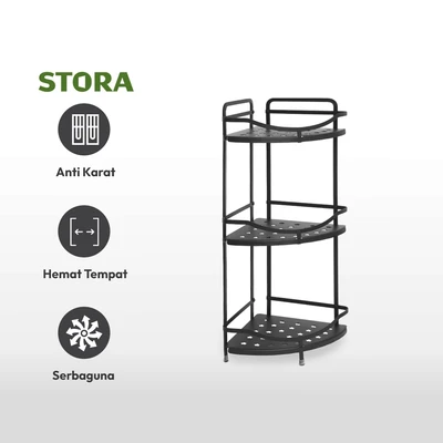 Jual Stora Rak Sudut Kamar Mandi Aluminium 3 Tingkat Hitam Terbaru ...