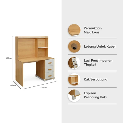 Jual Informa Alea Meja Belajar Anak Cokelat Oak Putih Terbaru | Ruparupa